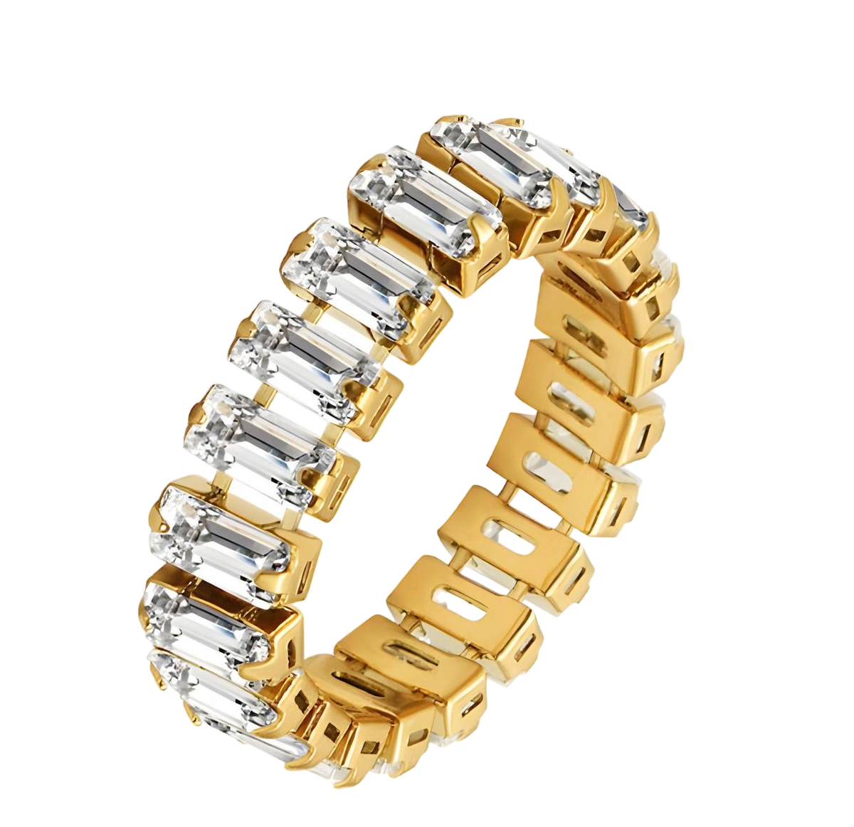 Emerald Cut Stone Stainless Steel Expandable Ring | House of Saints Jewelry